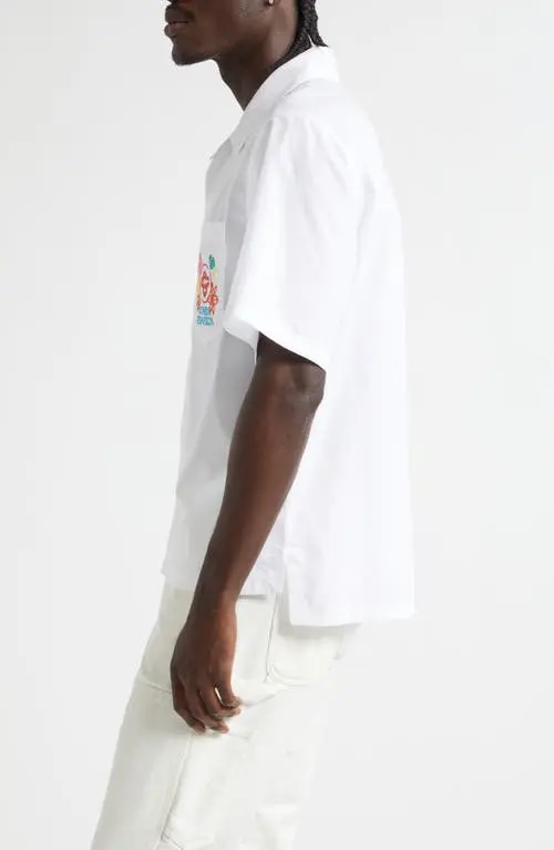 Casablanca Graphic Icons Embroidered Cotton Camp Shirt - Plain Shirting