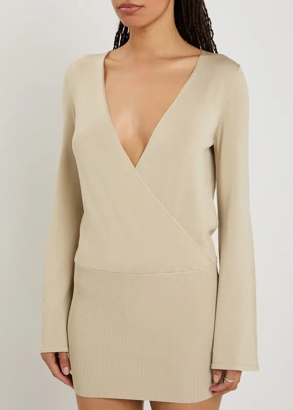 AYA MUSE Gema Knit Mini Wrap Dress