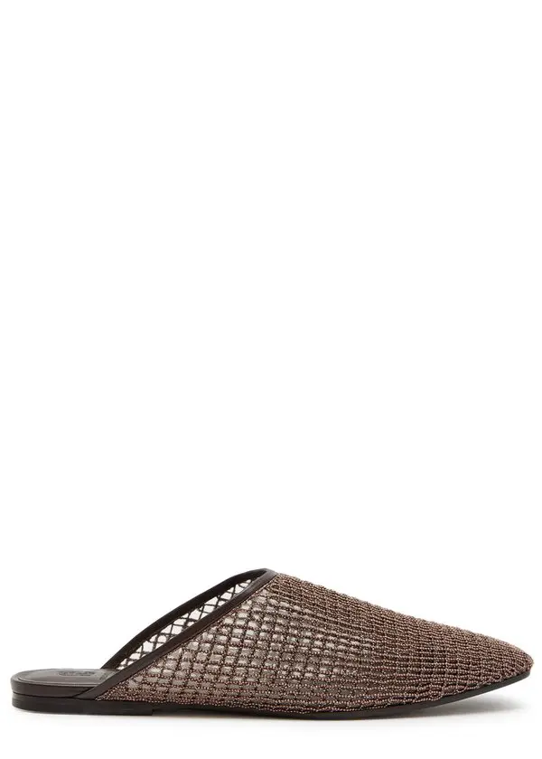 Brunello Cucinelli Bead-embellished Leather Mules