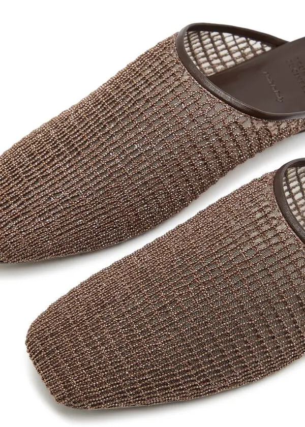 Brunello Cucinelli Bead-embellished Leather Mules