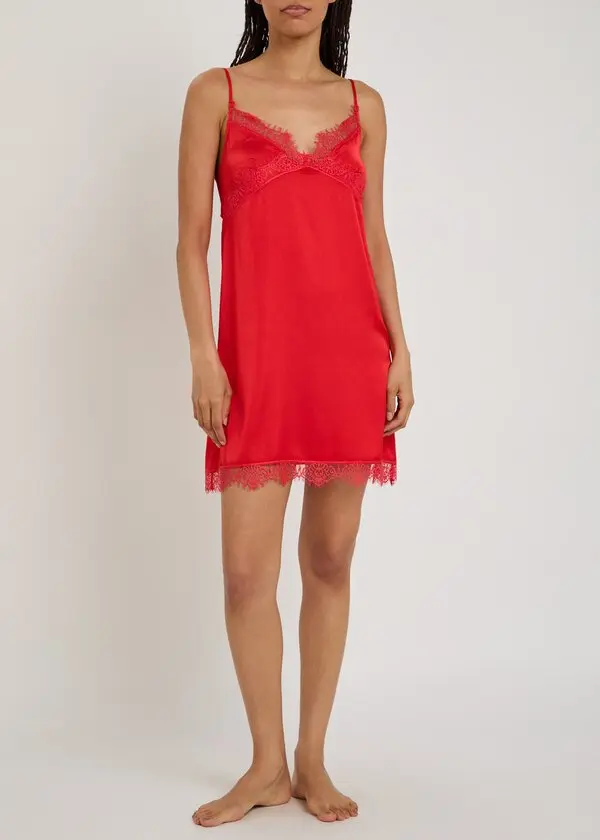 Simone Perele Satin Secrets Lace-trim Satin Mini Night Dress