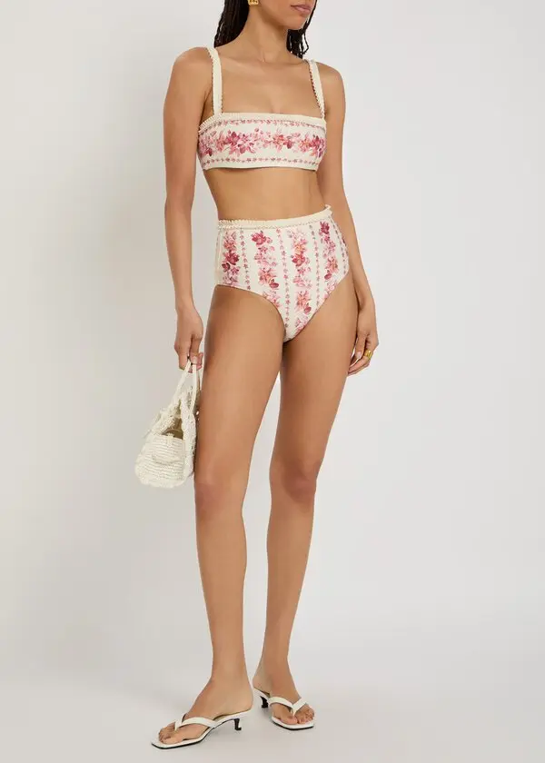 Agua Bendita Nopal Floral-print Bikini Briefs