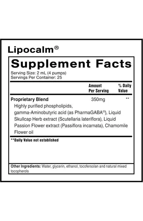 QUICKSILVER SCIENTIFIC Lipocalm Liposomal Pharmagaba Chamomile Passionflower And Skullcap Supplement