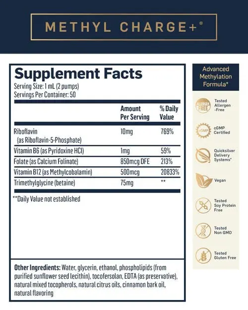 QUICKSILVER SCIENTIFIC Methyl Charge Vitamin B Supplement With Folate B2 B6 And B12