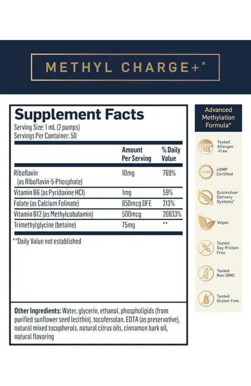 QUICKSILVER SCIENTIFIC Methyl Charge Vitamin B Supplement With Folate B2 B6 And B12