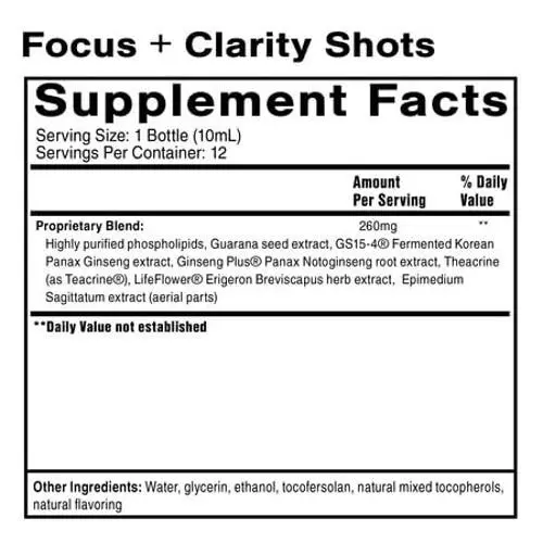 QUICKSILVER SCIENTIFIC Focus And Clarity Liposomal Energy Support Shot