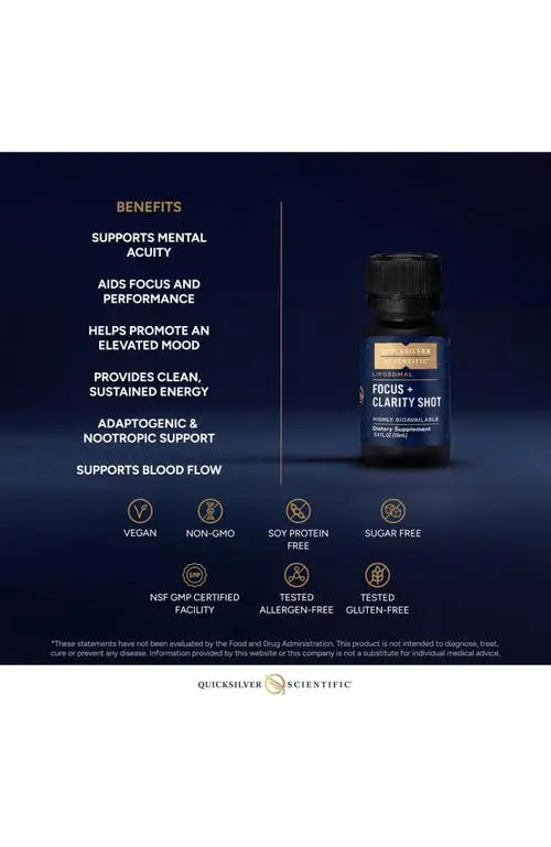 QUICKSILVER SCIENTIFIC Focus And Clarity Liposomal Energy Support Shot
