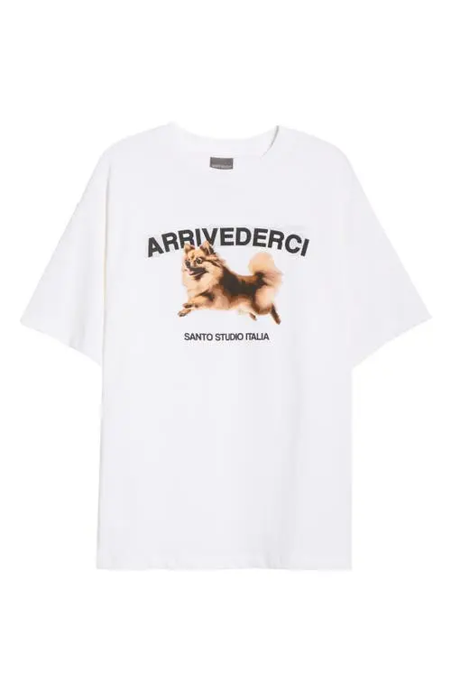 SANTO STUDIO Arrivederci Drappo Boxy Fit Cotton Graphic T-shirt - White