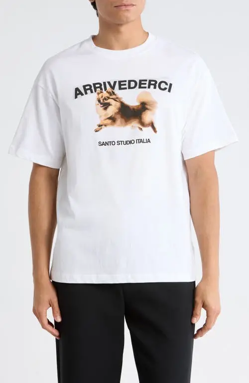 SANTO STUDIO Arrivederci Drappo Boxy Fit Cotton Graphic T-shirt - White
