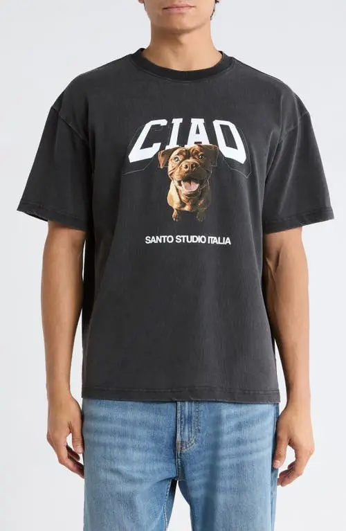 SANTO STUDIO Ciao Drappo Boxy Fit Cotton Graphic T-shirt