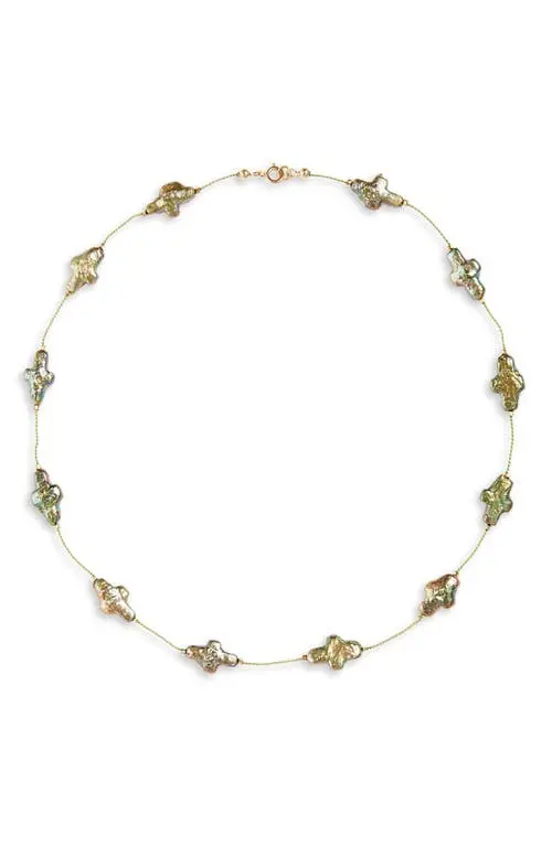 ISSHI Desnuda Freshwater Pearl Station Necklace - Algae