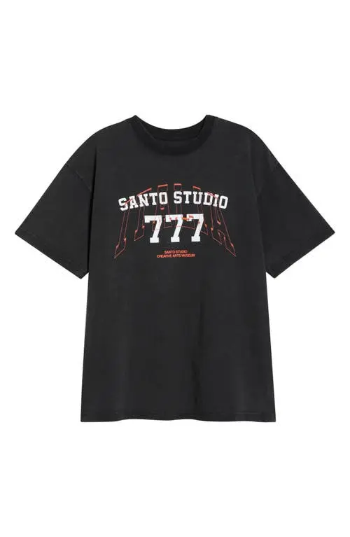 SANTO STUDIO 777 Drappo Cotton Graphic T-shirt - Black
