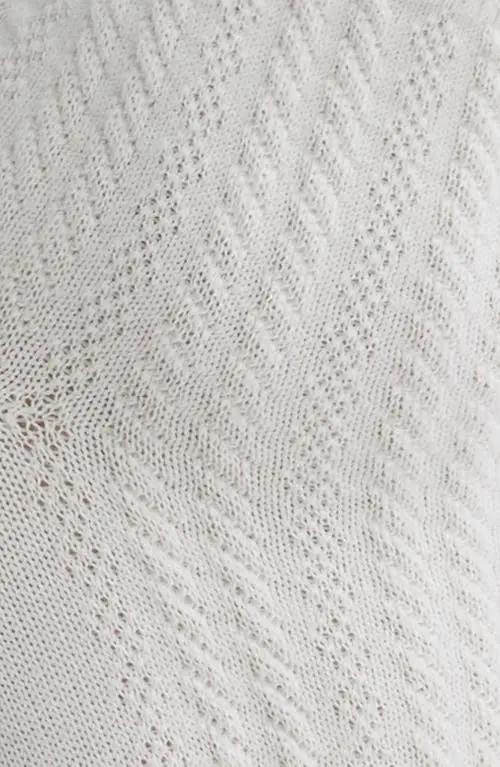 STEMS Scallop Cuff Pointelle Quarter Socks - Ivory