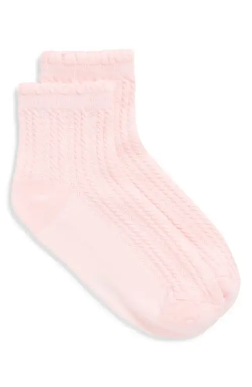 STEMS Scallop Cuff Pointelle Quarter Socks - Rose
