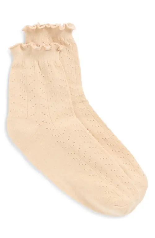 STEMS Pointelle Ankle Socks - Beige