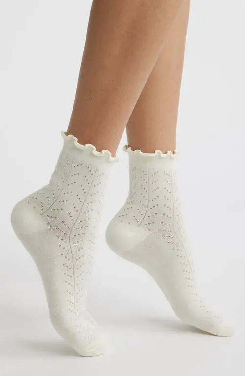 STEMS Pointelle Ankle Socks - Ivory
