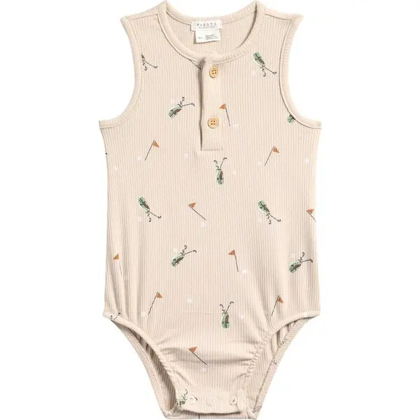 PETIT LEM Golf Caddy Stretch Organic Cotton Rib Bodysuit - Sand