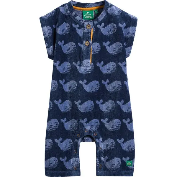 LITTLE GREEN RADICALS Terry Romper - Blue