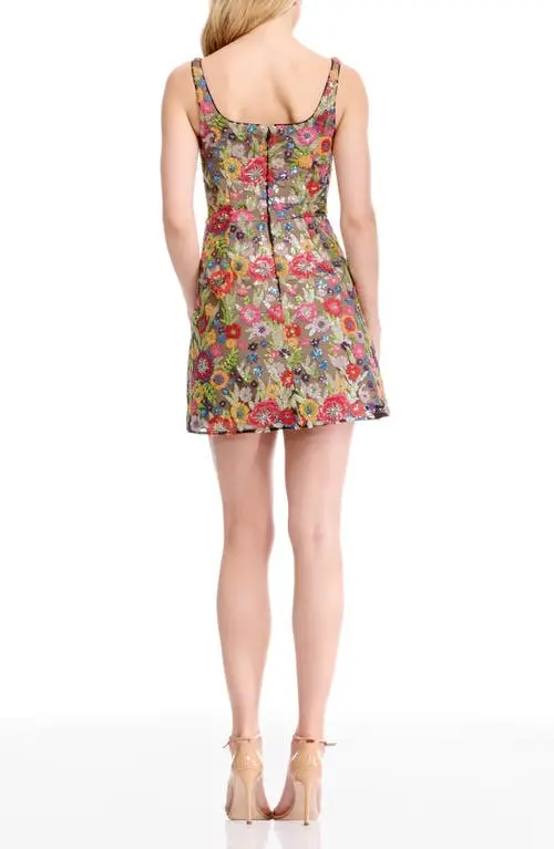 Dress The Population Devi Floral Sequin Minidress - Black Multi