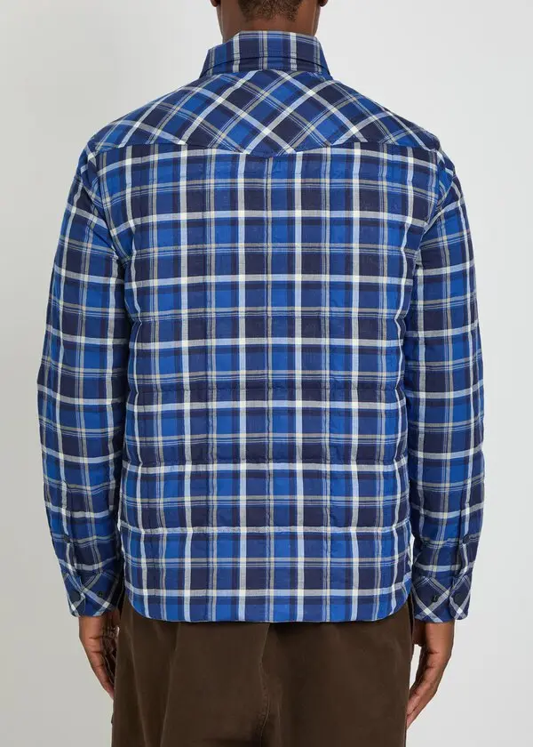 Moncler Quilted Checked Stretch-cotton Overshirt - Blue
