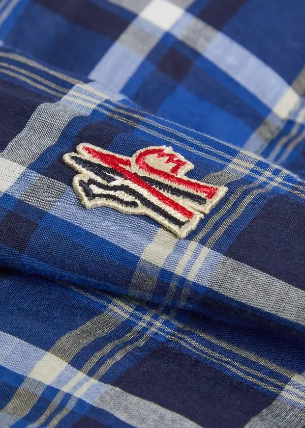Moncler Quilted Checked Stretch-cotton Overshirt - Blue