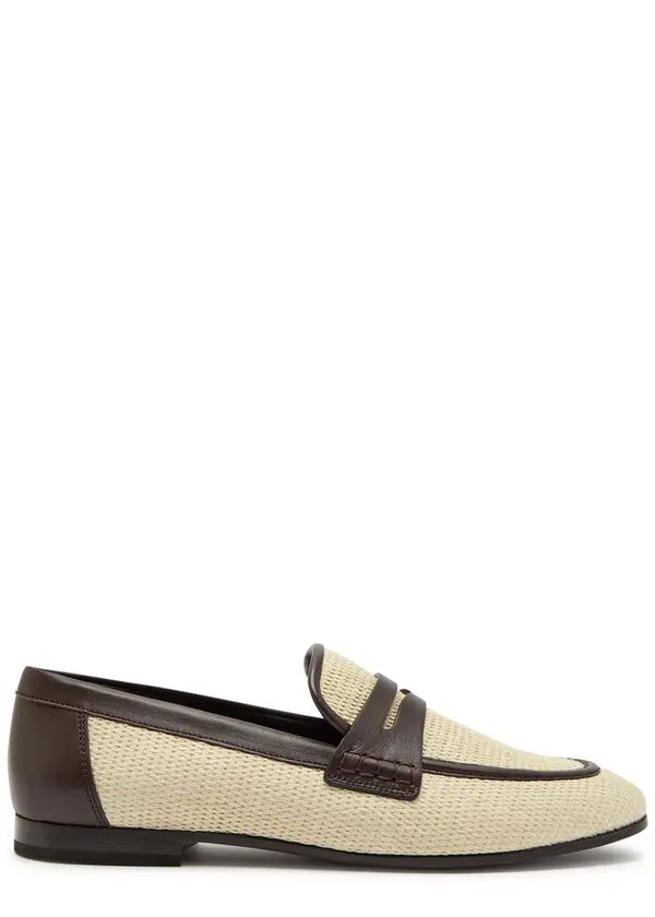Brunello Cucinelli Leather-trimmed Raffia Loafers
