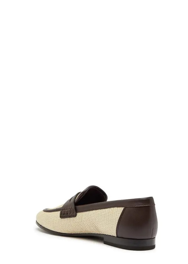 Brunello Cucinelli Leather-trimmed Raffia Loafers