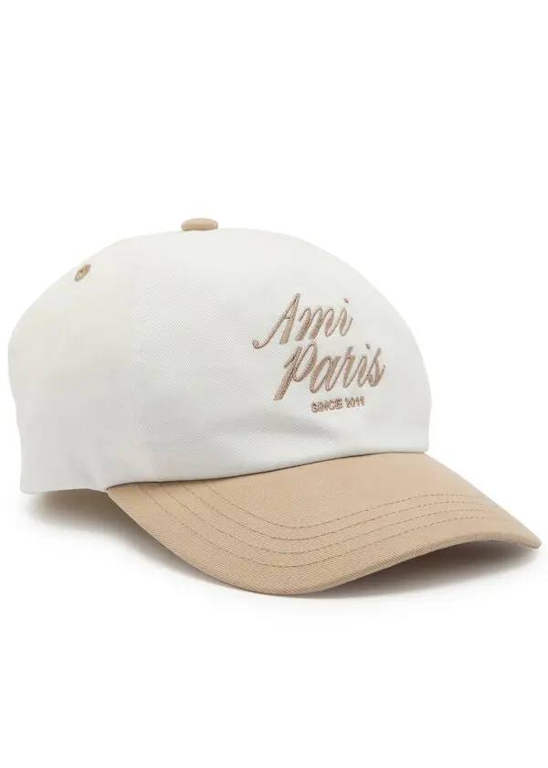 Ami Logo-embroidered Cotton Cap - White