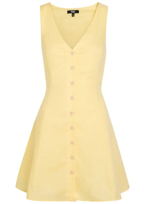 Paige Raye Linen And Cotton-blend Mini Dress - Yellow