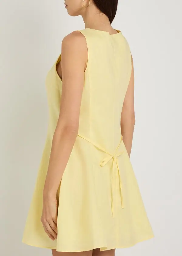 Paige Raye Linen And Cotton-blend Mini Dress - Yellow