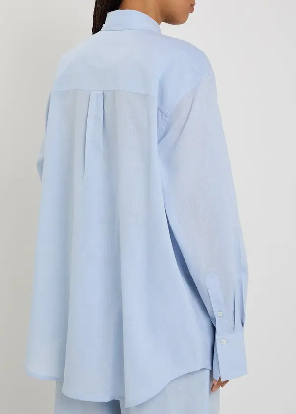 TOTEME Cotton And Linen-blend Shirt - Light Blue