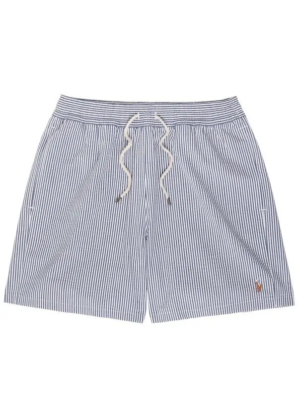 Polo Ralph Lauren Traveller Striped Seersucker Swim Shorts - Blue