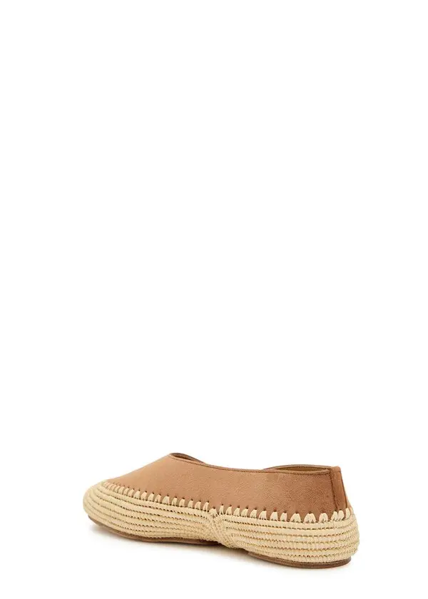 Gabriela Hearst Raffia And Suede Flats - Camel