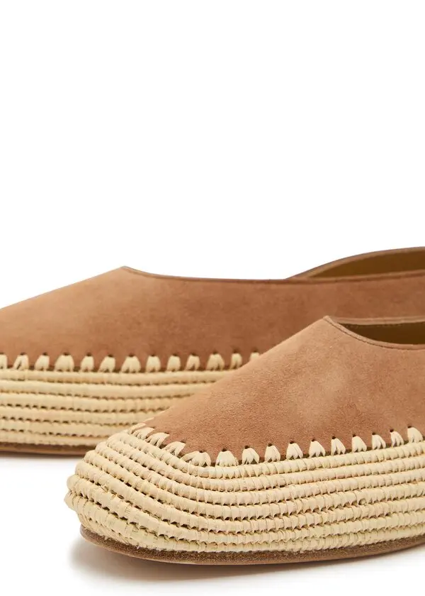 Gabriela Hearst Raffia And Suede Flats - Camel