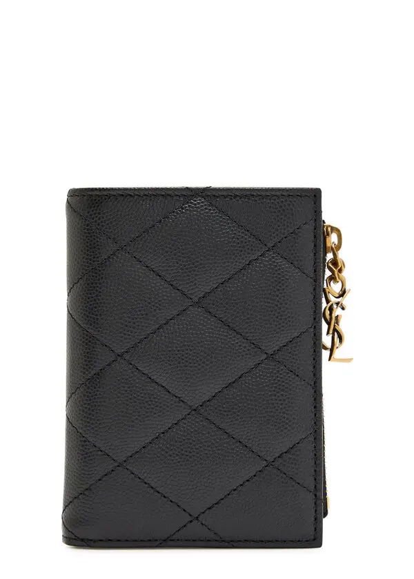 Saint Laurent Quilted Pebbled Leather Wallet - Black