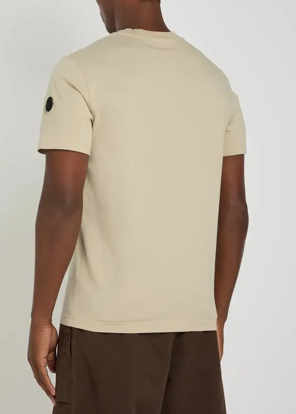 Moncler Logo-print Cotton T-shirt - Beige