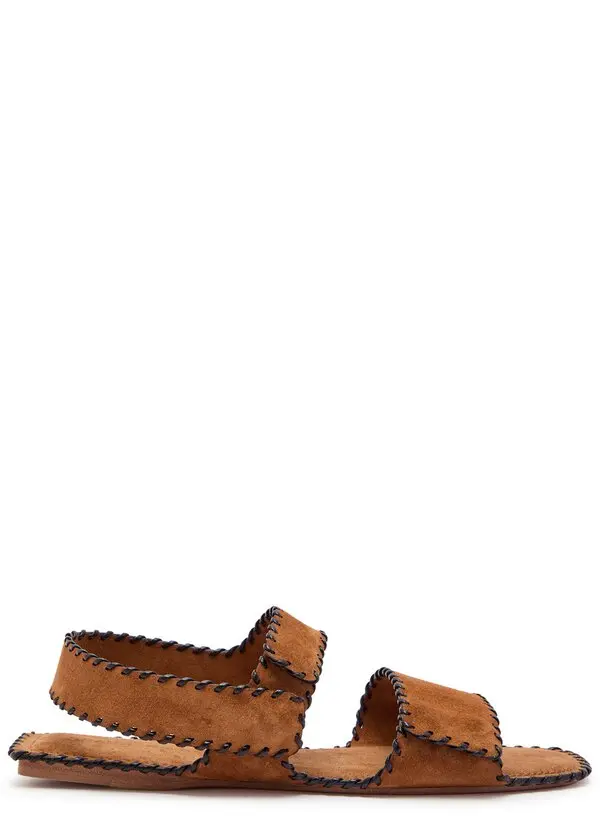 Khaite Boden Whipstitch Suede Sandals