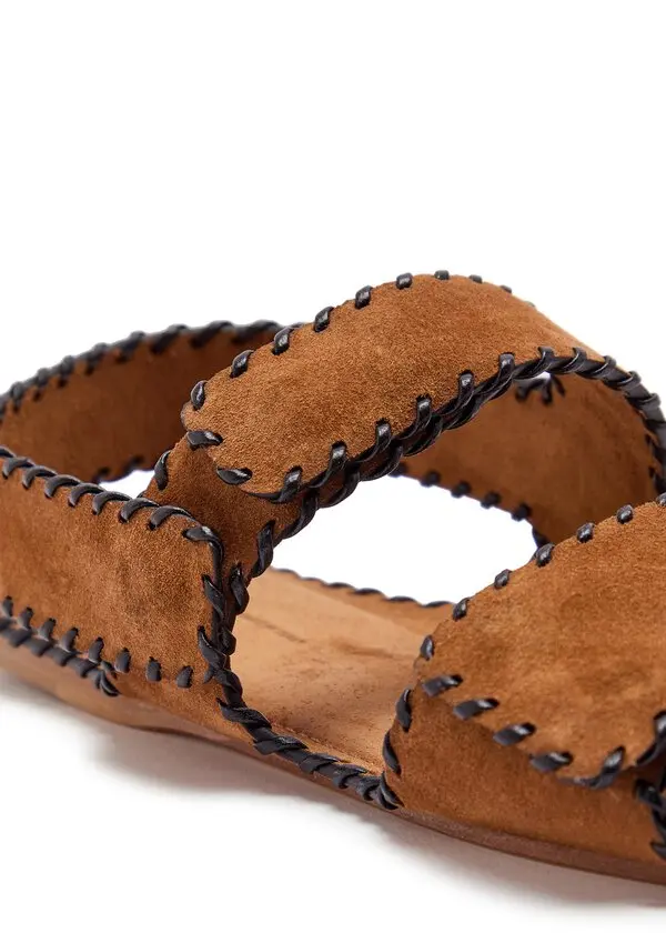 Khaite Boden Whipstitch Suede Sandals