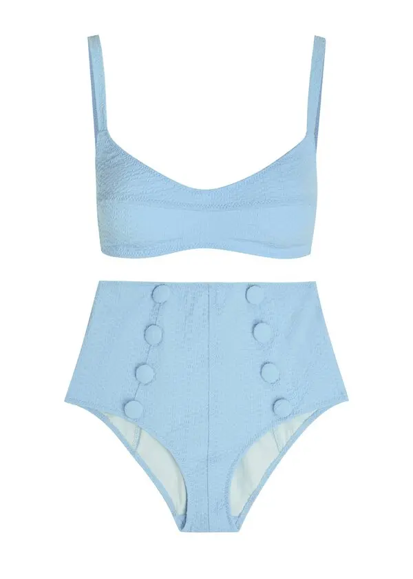 Lisa Marie Fernandez Textured Seersucker Bikini - Blue