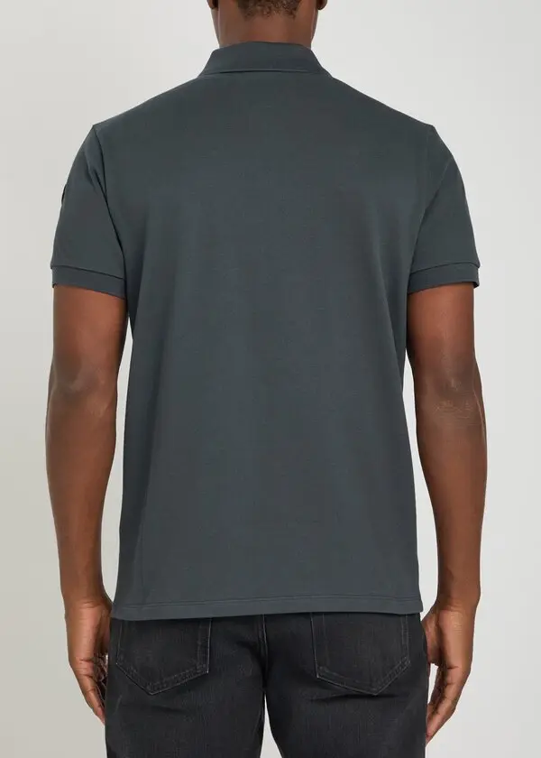 Moncler Logo-print Cotton Polo Shirt - Charcoal