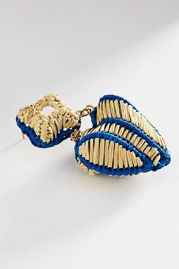 Anthropologie Raffia Basket Earrings - Blue