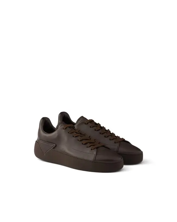 Prada Court Leather Sneakers - Brown