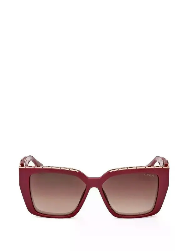 Guess Logo-plaque Square-frame Sunglasses - Red