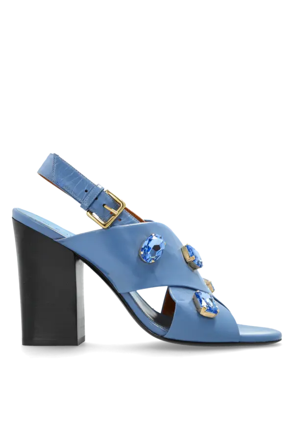 Marni Leather Heeled Sandals - Blue