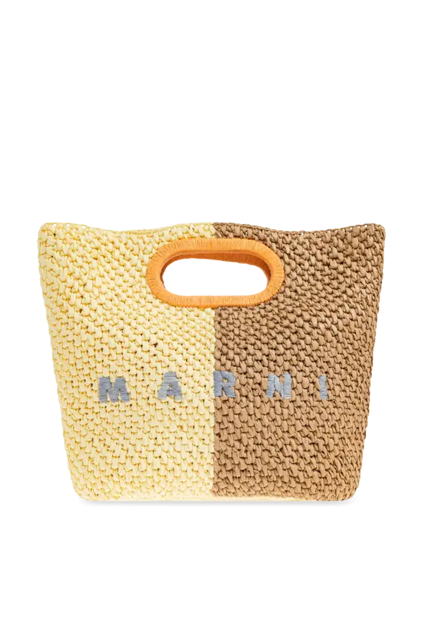 Marni Logo Raffia Tote - Beige