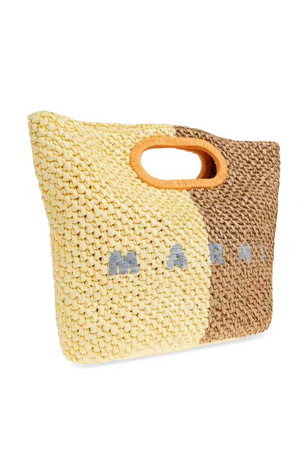 Marni Logo Raffia Tote - Beige