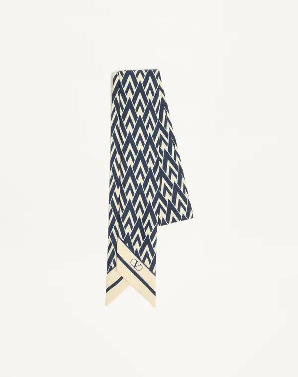 Valentino Garavani Toute La V Silk Bandeau Scarf - Navy/ivory