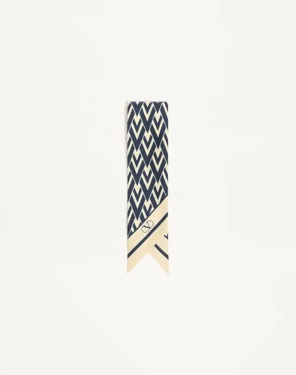 Valentino Garavani Toute La V Silk Bandeau Scarf - Navy/ivory