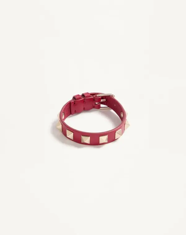 Valentino Garavani Rockstud Leather Bracelet - Red