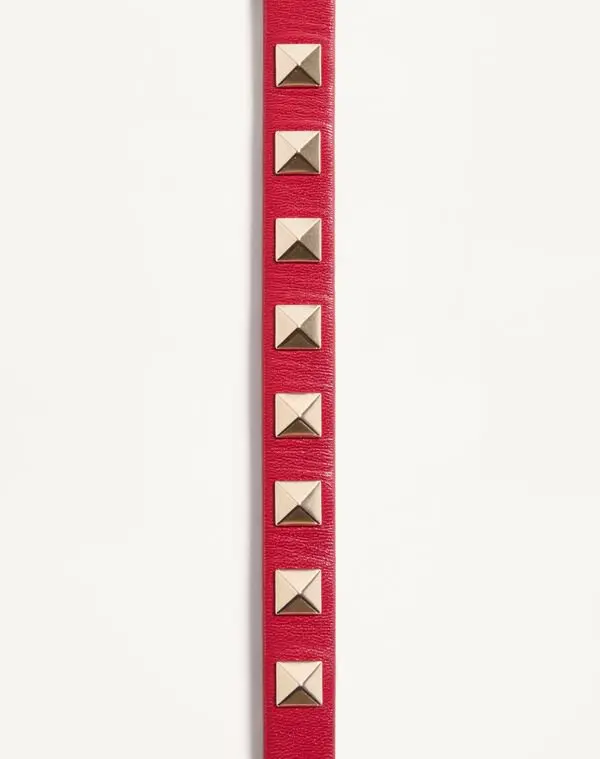 Valentino Garavani Rockstud Leather Bracelet - Red